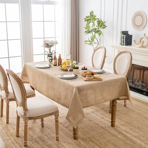 Amazon.com: YEXEXINM 2 Pack Natural Burlap Tablecloth, 63x108 inch ...
