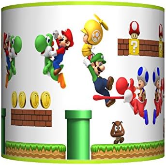 Super Mario Blue ~ Ceiling LAMPSHADE ~ 10" Drum ~ Boys LAMP Bedroom ...