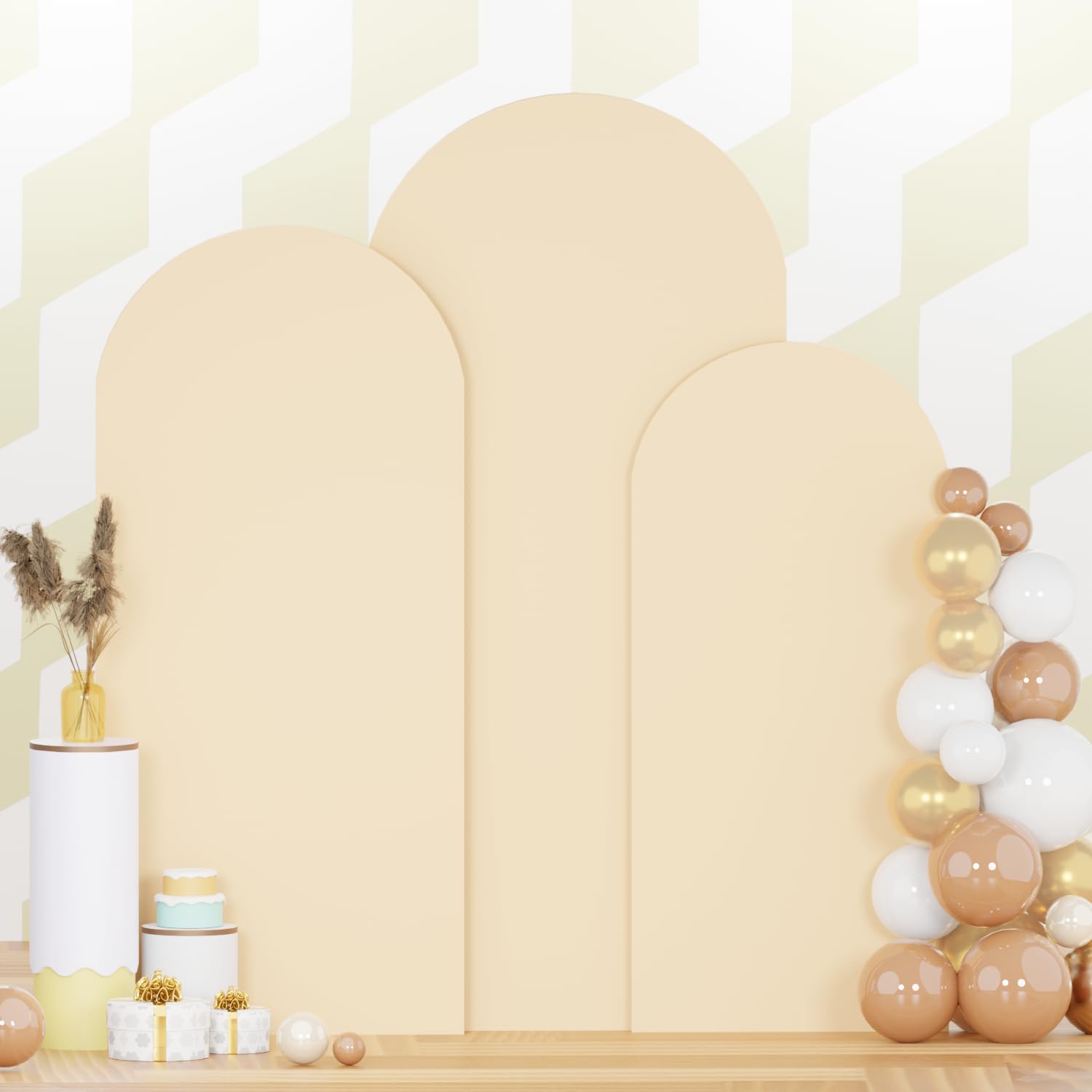 Amazon.com: Spandex Fitted Wedding Arch Cover Set of 3 Beige Arch ...