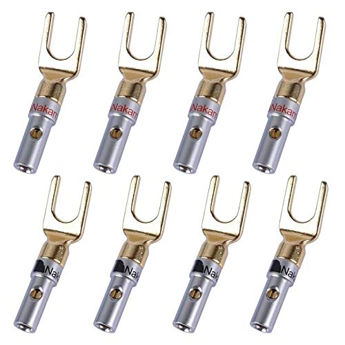 WHIZZO 2X(Y Plug 45 Degree Spade Connector for Speaker Wire DIY 8 Pack ...
