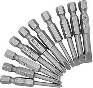 SeonFook Juego de 10 puntas de destornillador Phillips ranuradas magnéticas con vástago ...