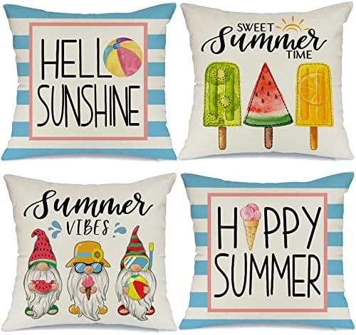 Amazon.com: XLSXEXCL Summer Pillow Covers 18" x 18" Set of 4, Hello ...