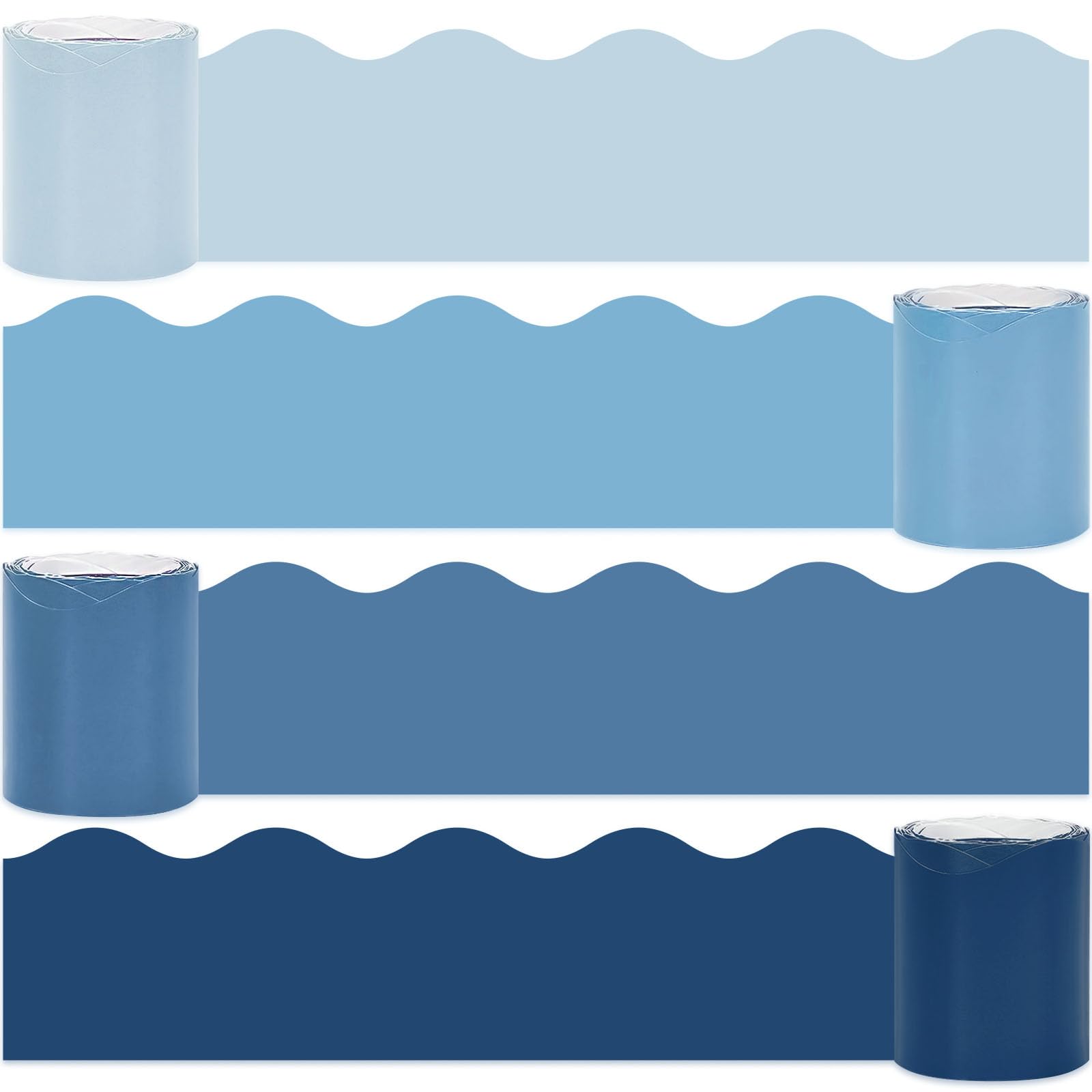 Amazon.com: Whaline 65.6ft Blue Bulletin Board Borders 4 Rolls Blue ...
