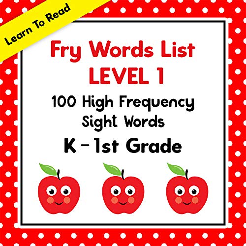 Fry Word List Book Level 1: 100 High Frequency Sight Words Kindergarten ...