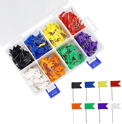 QWORK® 160 Pcs Multicolored Map Pins, Flag Push Pins Map Tacks with ...