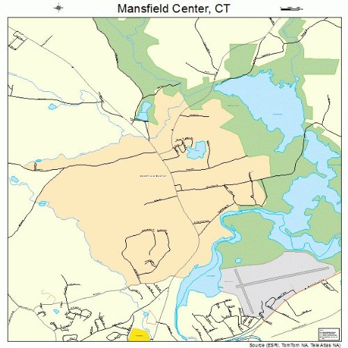 Large Street & Road Map of Mansfield Center, Connecticut CT - Printed ...