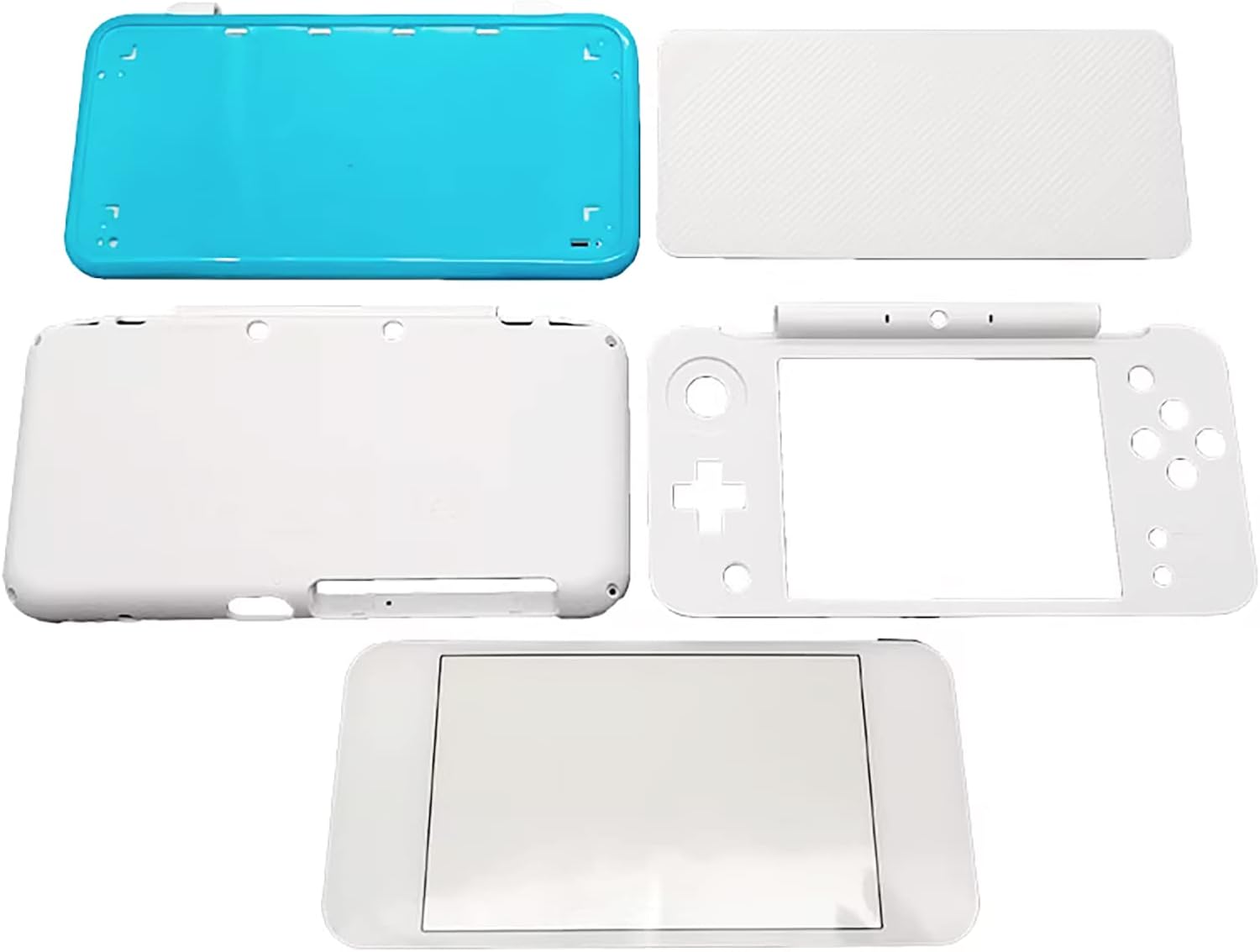 Amazon.com: New 2DSXL Custom Case Housing Shells 5 PCS Set White & Blue ...