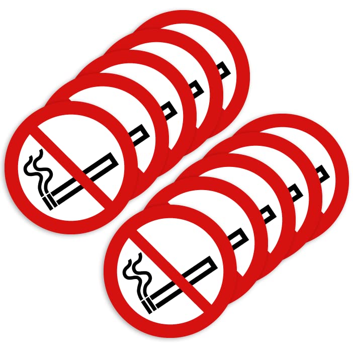 MovilCom – Pack 10 Stickers ROUND PROHIBITED SMOKING 90 mm Sign ban ISO ...
