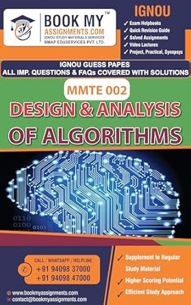 Buy IGNOU MMTE 002 Design & Analysis of Algorithms Study Material For ...
