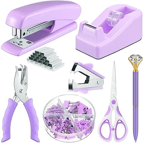 KUANVE Purple Desk Accessory Office Supplies Kit for Women, Purple ...