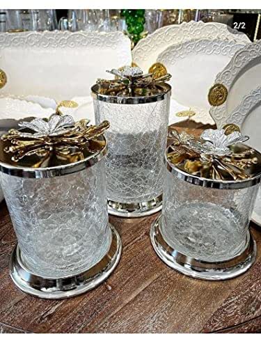Amazon.com: Handmade Crystal Glass Canister Set (Silver) : Home & Kitchen