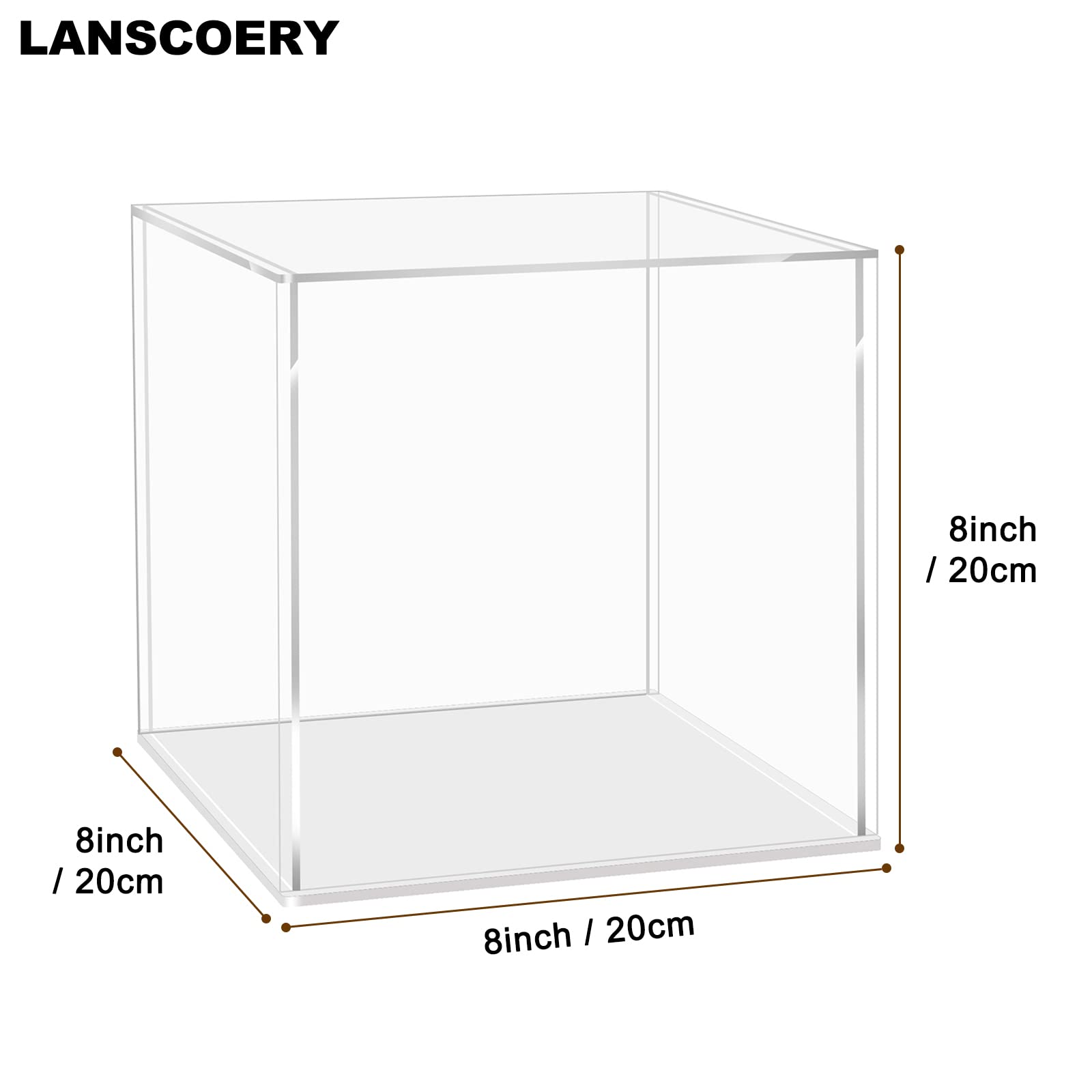 LANSCOERY Clear Acrylic Display Case, Assemble Cube Display Box Stand ...