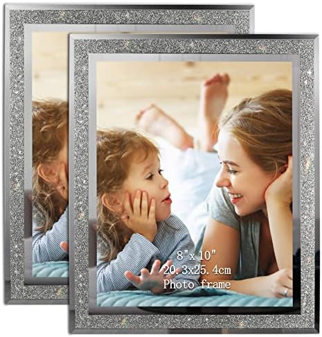 Calenzana 8x10 Picture Frame Sparkle Glass Photo Frames for Tabletop, 8 ...