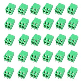 30PCS 2Pin 5mm PCB Mount Screw Terminal Block Connector, Terminals 300V ...
