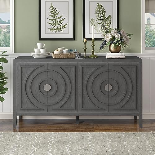 Amazon.com - LUMISOL 60" Sideboad Buffet Cabinet with 4 Doors, Large Storage Cabinet with Metal ...