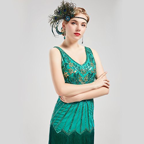 BABEYOND 1920s Flapper Peacock Feather Headband Roaring 20s - Want It All