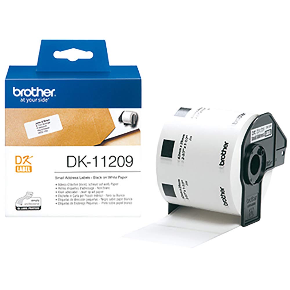 Brother DK-11209 Label Roll, Small Address Labels, Black on White, 800 ...