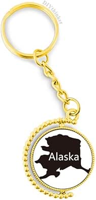 Amazon.com: Alaska USA Map Stars Stripes Flag Metal Connector Key Chain ...