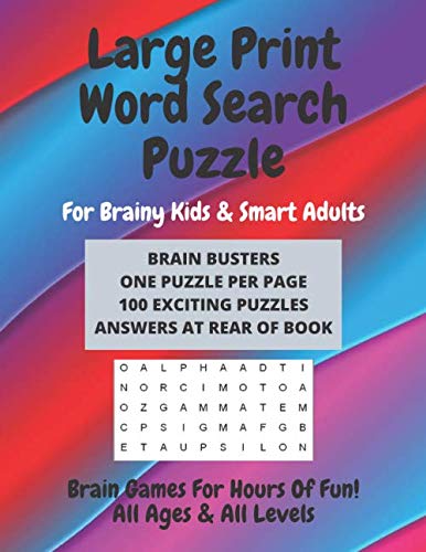 Large Print Word Search Puzzle - For Brainy Kids & Smart Adults - Brain ...