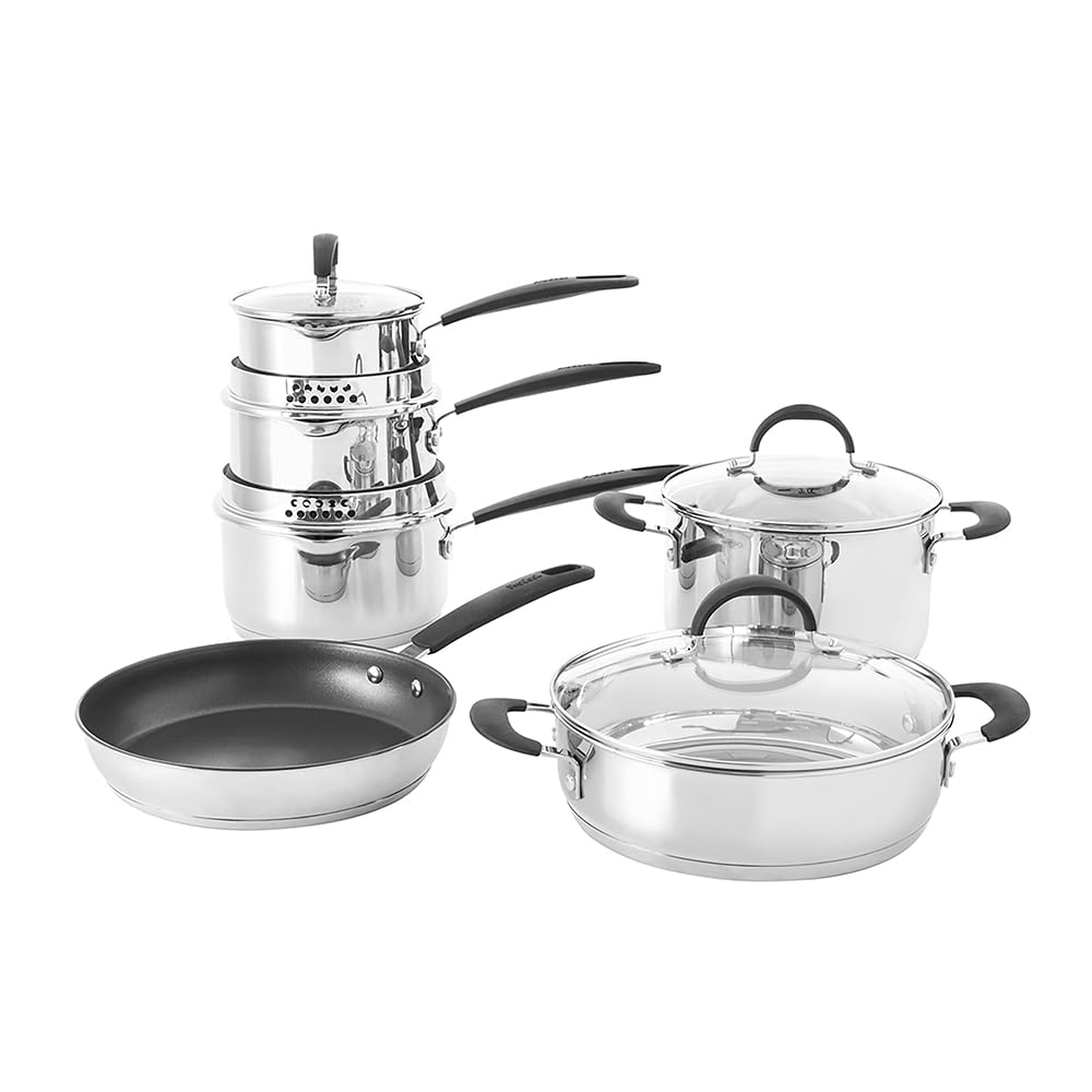 ProCook Gourmet Stainless Steel Cookware Set with Non-Stick Frying Pan ...