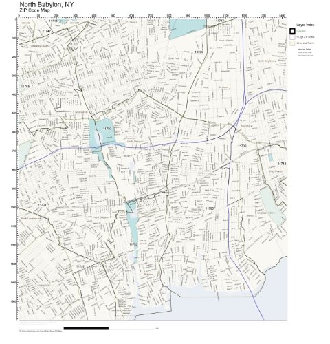 ZIP Code Wall Map of North Babylon, NY ZIP Code Map Not Laminated ...