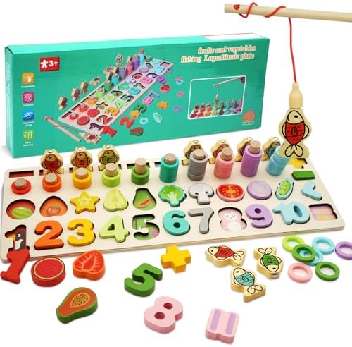 5 In 1 Montessori Educational Toys for Kids,Wooden Number Puzzle Set ...