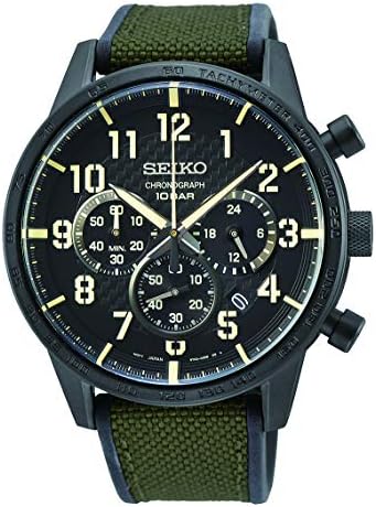 SEIKO SSB325 Reloj negro de cuarzo japonés con visualización analógica ...
