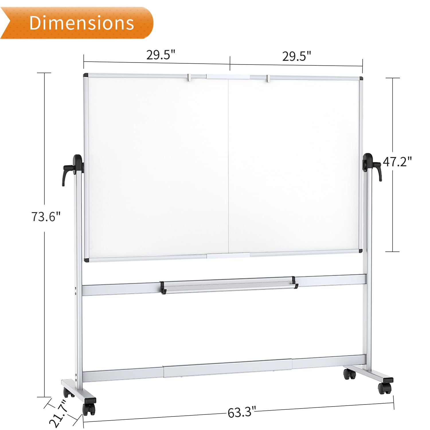 Snapklik.com : VIZ-PRO Double-Sided Mobile Whiteboard, 60 X 48 Inches ...