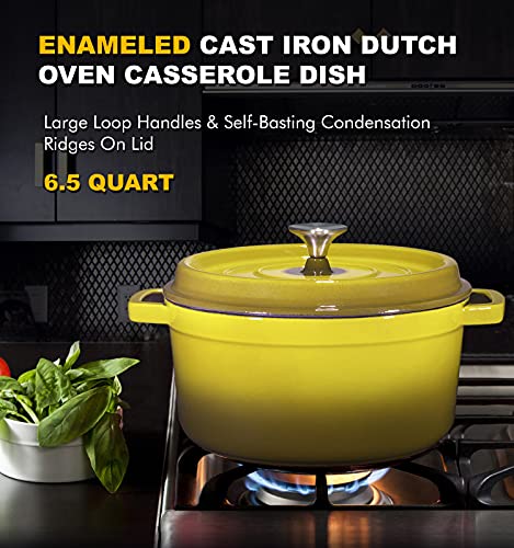 Snapklik.com : Enameled Cast Iron Dutch Oven Casserole Dish 6.5 Quart ...