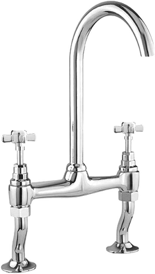 Traditional Kitchen Sink Bridge Mixer Tap with Cranked Legs & Twin ...