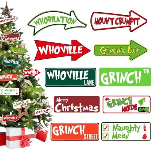 10 Pcs Grinch Christmas Tree Decorations, Grinch Christmas Hanging ...