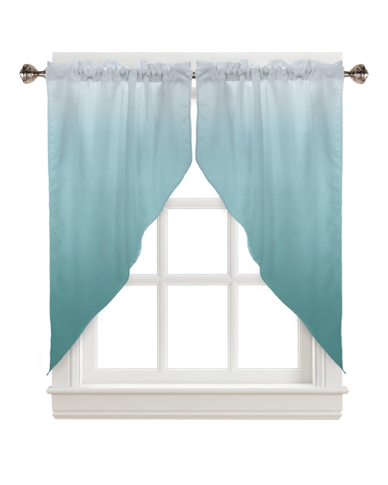 Amazon.com: BEMIGO Swag Valances for Windows, Ombre Teal Rod Pocket ...