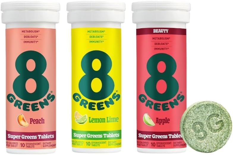 Amazon.com: 8Greens Daily Greens Skin Effervescent Tablets - for ...