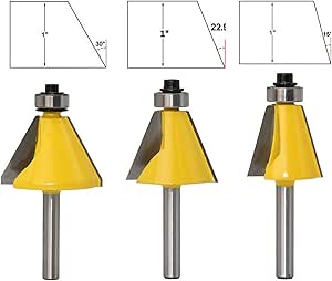 KRHINO End Mill, 3pc 1/4" 1/2 30 Degree Chamfer Bevel Edging Router Bit ...