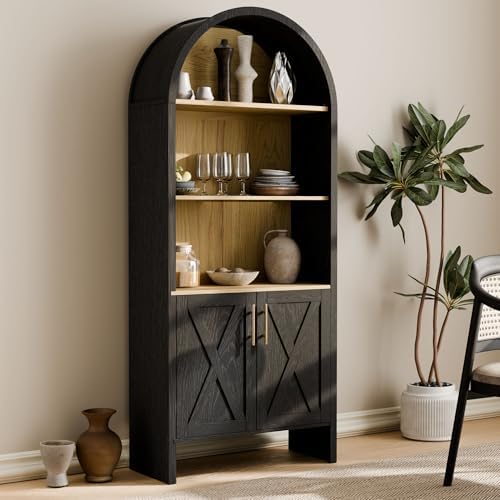 Amazon.com: GangMei Metal Arched Storage Cabinet, Black Arch Bookcase ...