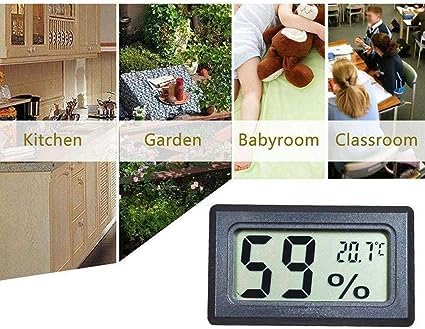 Mini higrómetro digital compacto negro, mini termómetro higrómetro ...