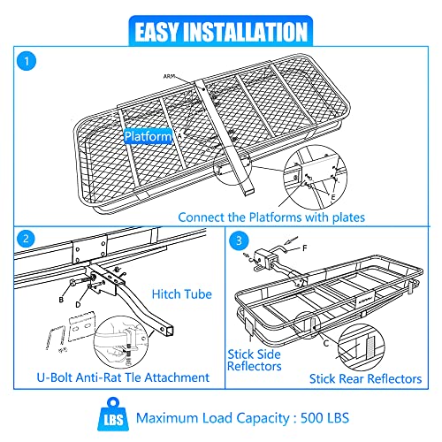 Snapklik.com : KAIRAY Heavy Duty Folding Hitch Mount Cargo Carrier Load ...