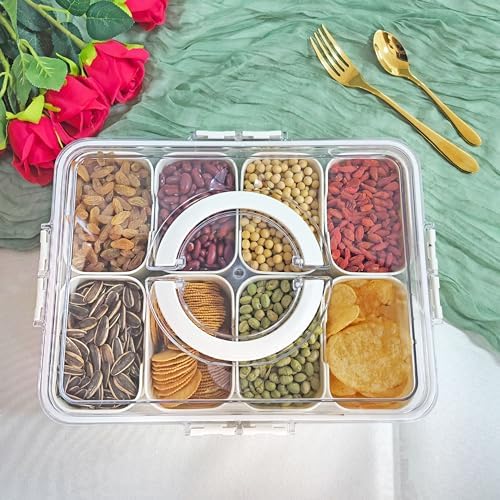 Amazon.com | GFORTUN Divided Serving Tray with Lid and Handle, Snackle ...