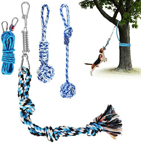 Pet Supplies : HUMLANJ Spring Pole & 2 Strong Dog Rope Toys for Puppy ...