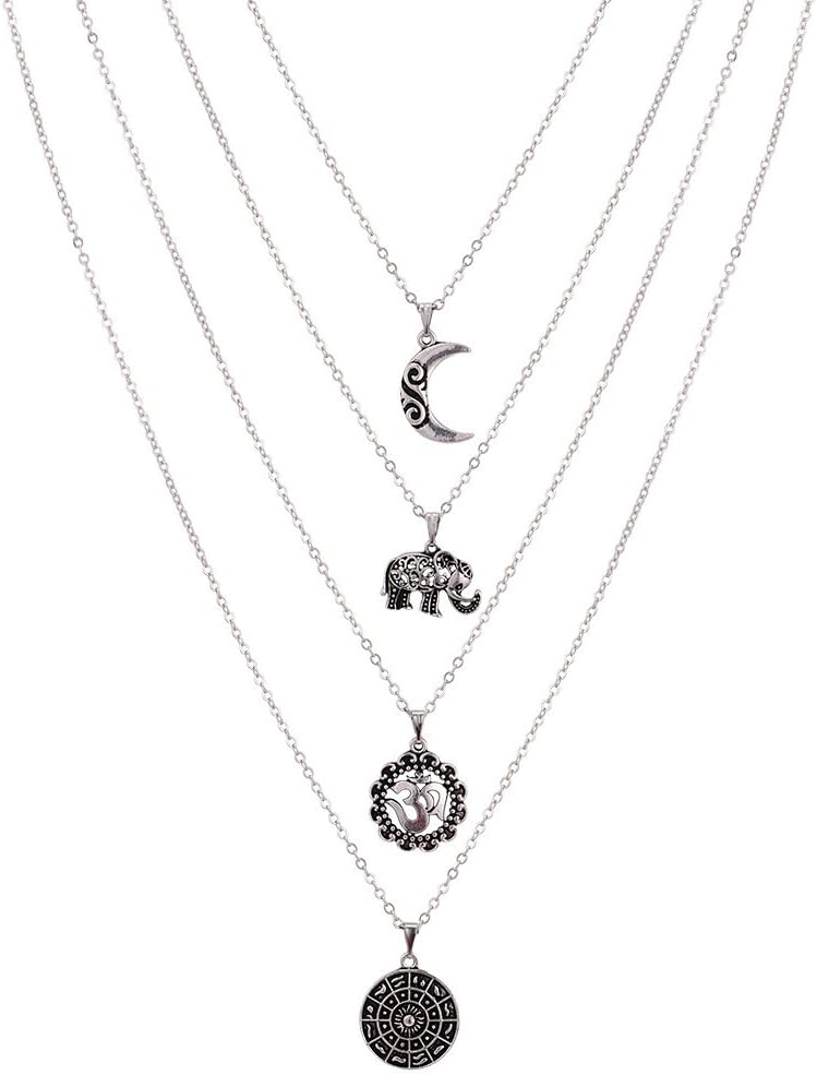 Amazon.com: Kercisbeauty Halloween Boho Multi layer Silver Long ...