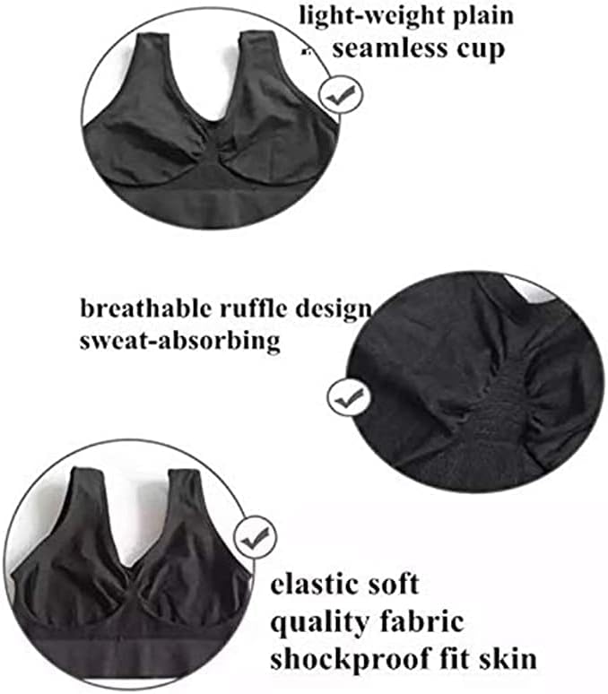 MIXZONES 3-Pack Seamless Sports Bra Wirefree Yoga Bra with Removable ...