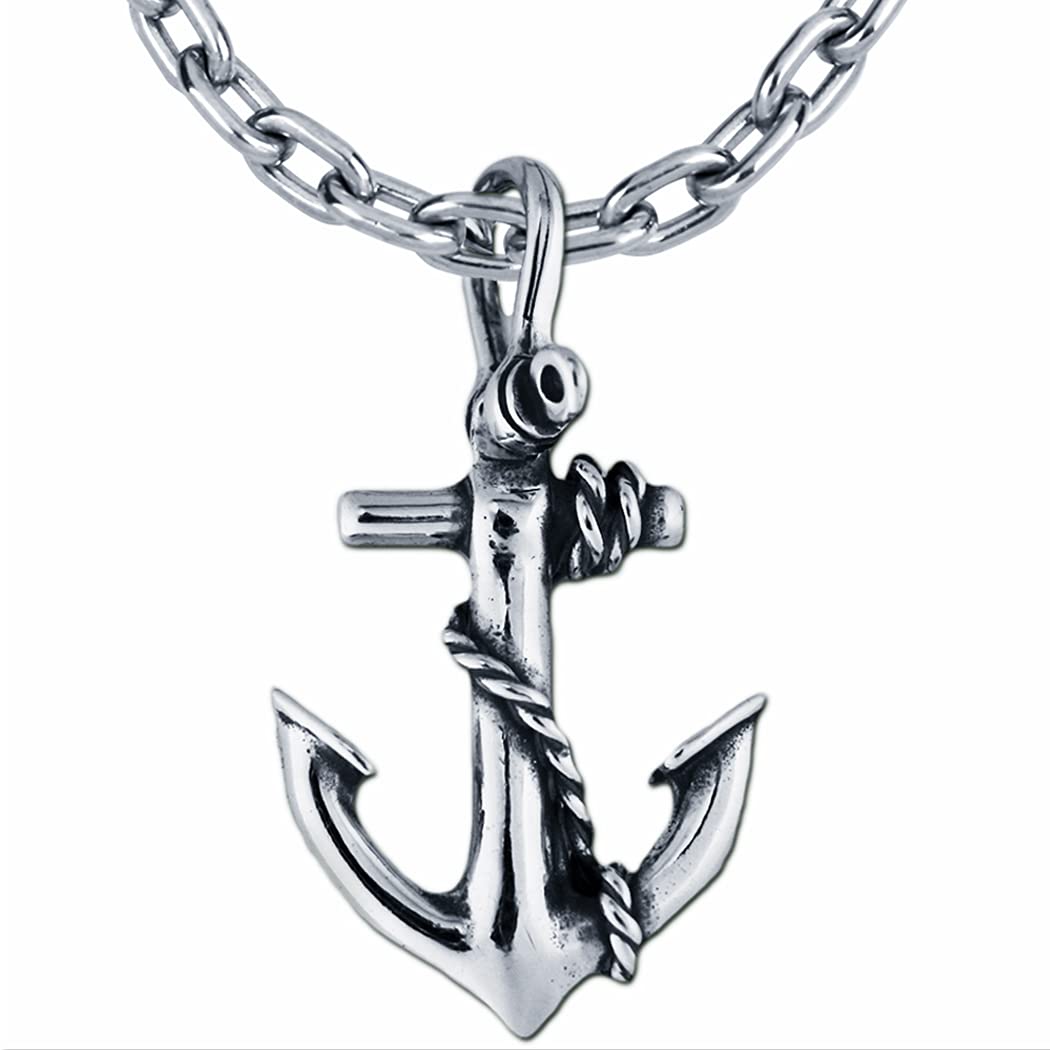NAUTORA Anchor Necklace - Solid Heavyweight Anchor Pendant Crafted in ...