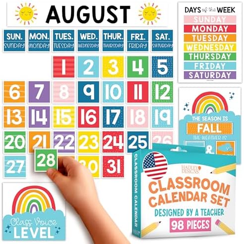 Amazon.com : Hadley Designs Classroom Calendar Set Bulletin Board ...
