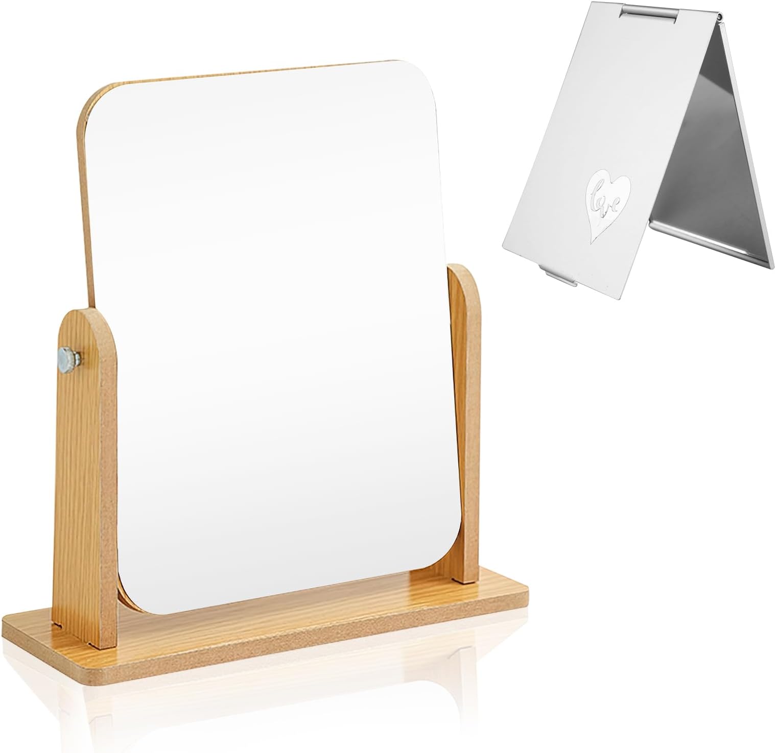 Vanity Mirror Wood Standing Mirror Makeup Foldable Mirror Portable ...