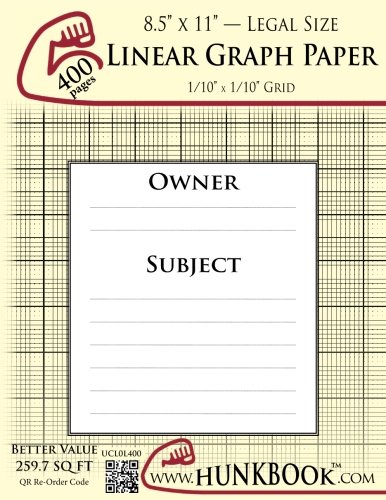 Linear Graph Paper, 1/10" grid (UCL0L-400 pages): Legal Size | Amazon ...