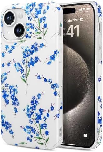 Amazon.com: Qokey Compatible for iPhone 15 Case,Cute Clear Flowers Case ...