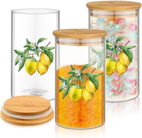 Amazon.com: Layhit 3 Piece Lemon Glass Canister Set 24oz Borosilicate ...