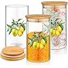 Amazon.com: Layhit 3 Piece Lemon Glass Canister Set 24oz Borosilicate ...