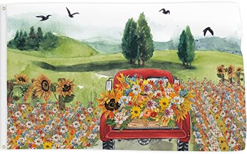 Amazon.com : SENSEVEN Hello Spring Floral Flag 3x5 Ft Banner, Seasonal ...