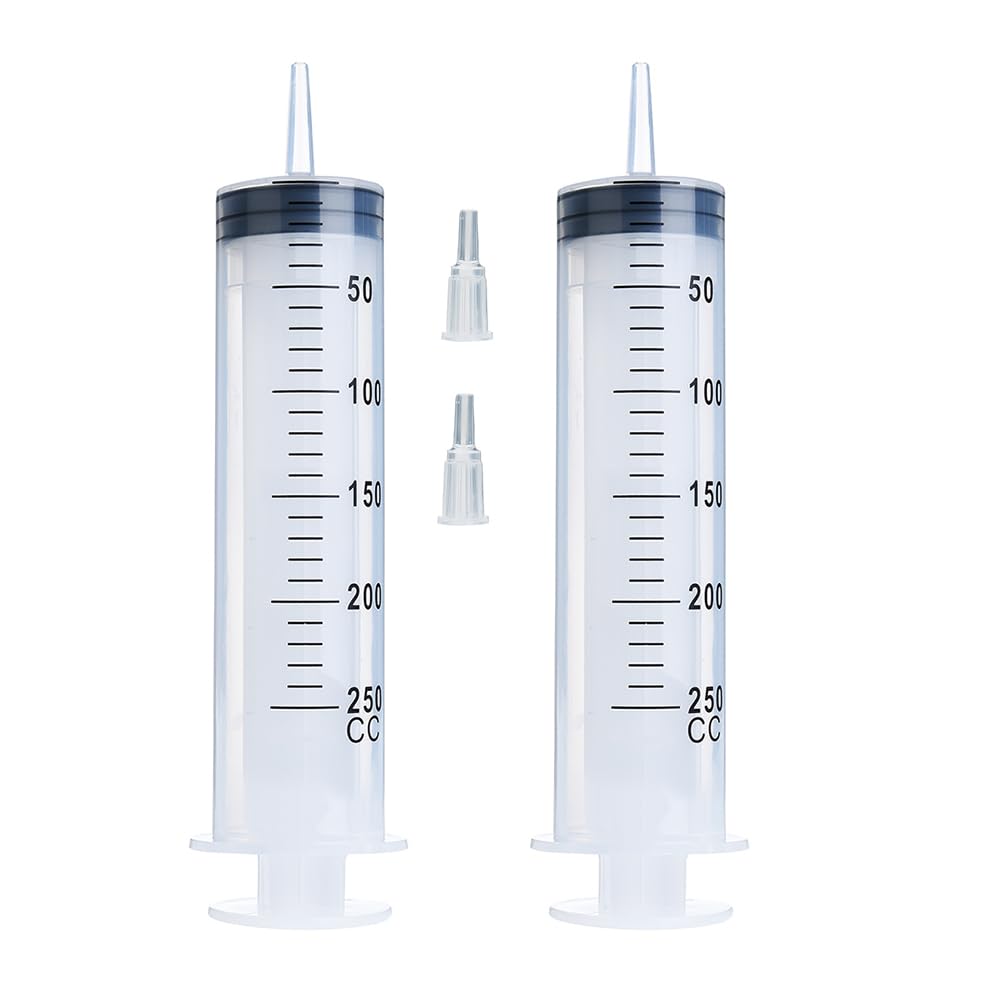 2 Pack 250ml Syringes With Tip Adapters Extra Large Plastic ...
